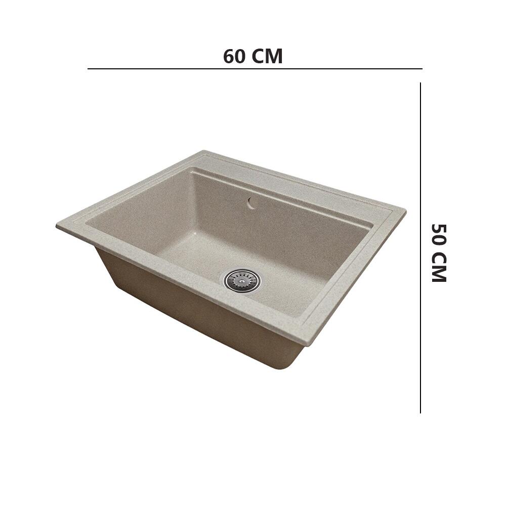 Kitchen sink Sanitec Vena SN9034 BEJ, granite-composite, matte beige, 1 ...